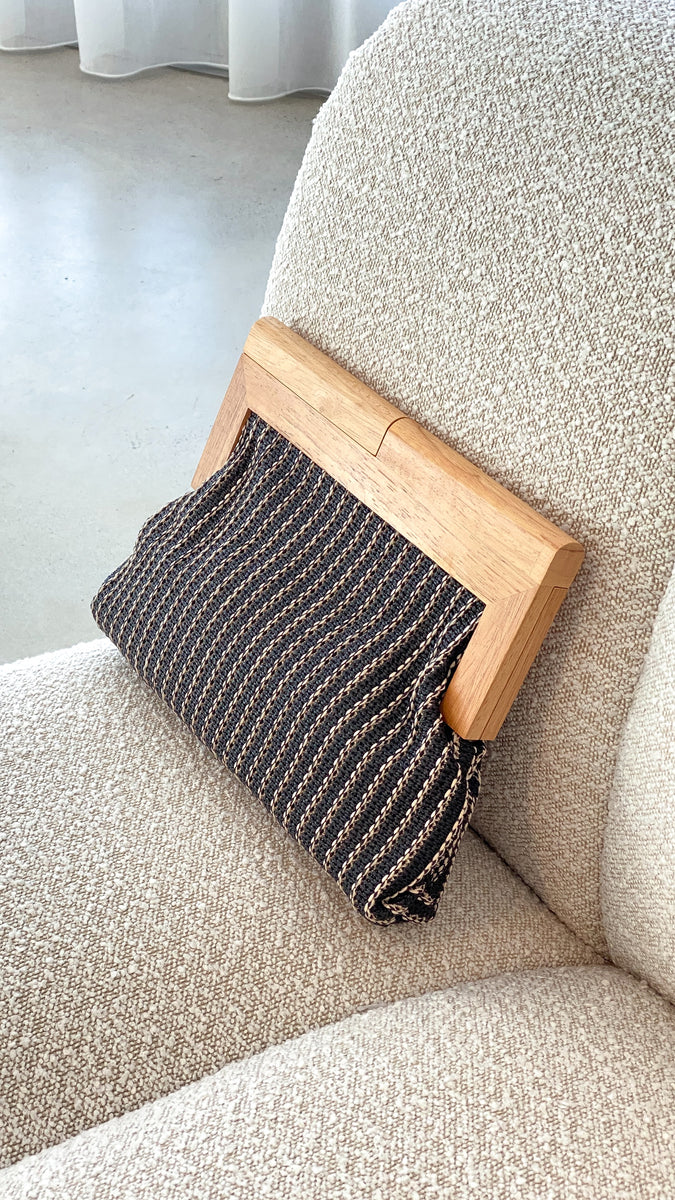 Zoey Thin Stripe Timber Frame Clutch - Black - Buy Women's Bags - Billy J